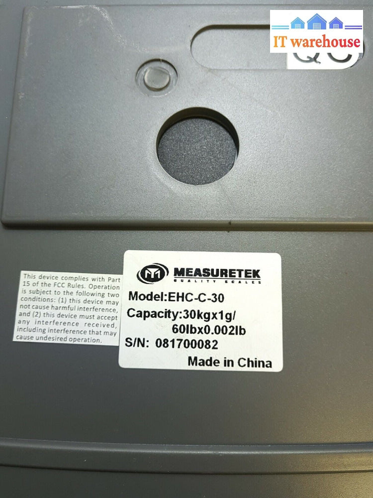 - (AS IS) MEASURETEK EHC-C-30 30KG/60LB COUNTING BENCH SCALE WITH AC A ...