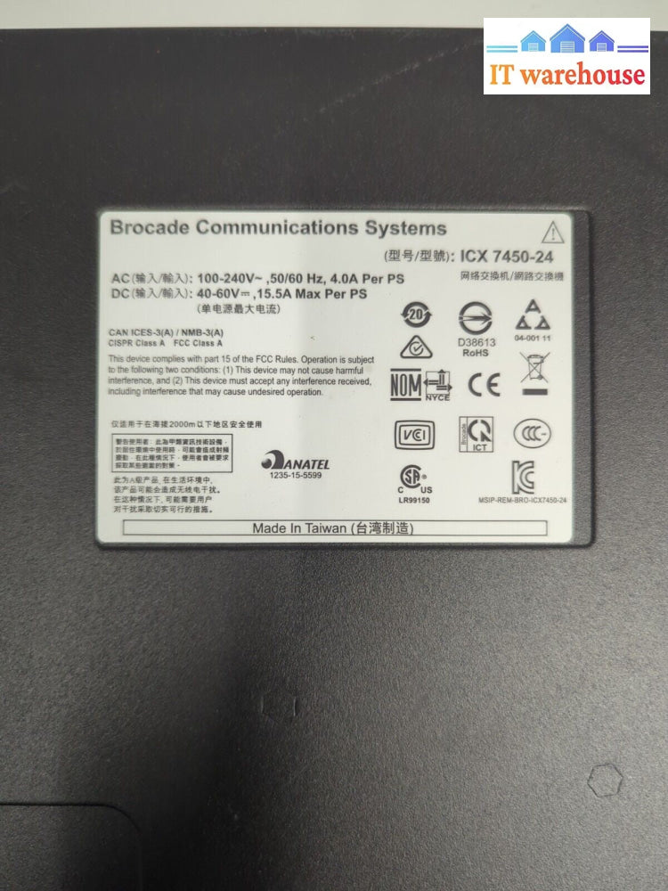 Brocade ICX7450-24 24-Port Switch Tested - – IT Warehouse Vancouver