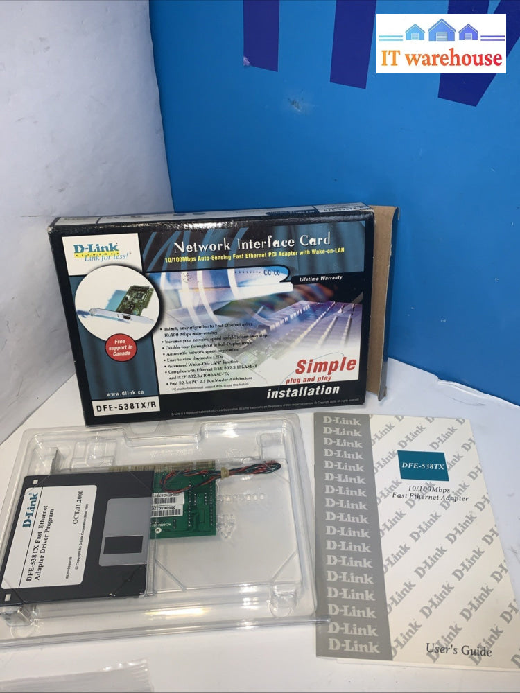 D-Link PCI Network Interface Card DFE-538TX/RR 10/100Mbps /Driver Plug ...