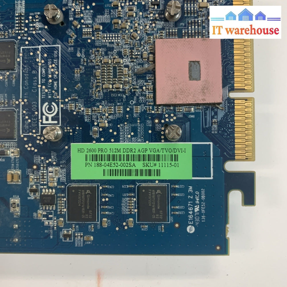 SAPPHIRE HD 2600 PRO 512M DDR2 AGP VGA DVI-I video card 188-04E52-002S ...